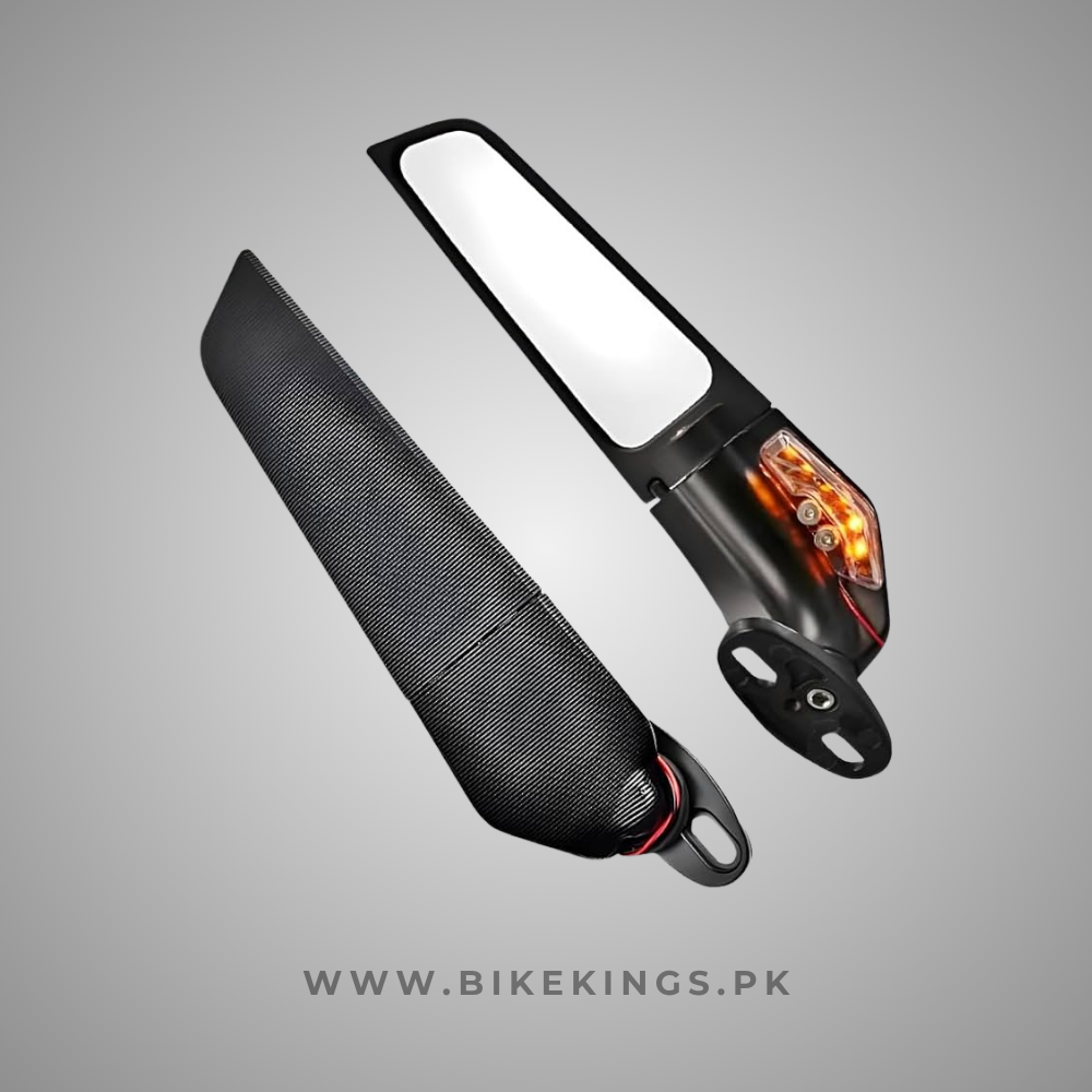 AERO SIDE MIRROR WITH LED ROTATABLE SLEEK BIG SIZE – Bike Kings